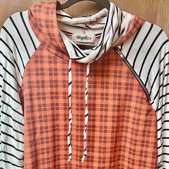 Haptics by Holly Harper | Tops | 35 Haptics By Holly Harper Ladies Orange Check Hoodie Size X ...